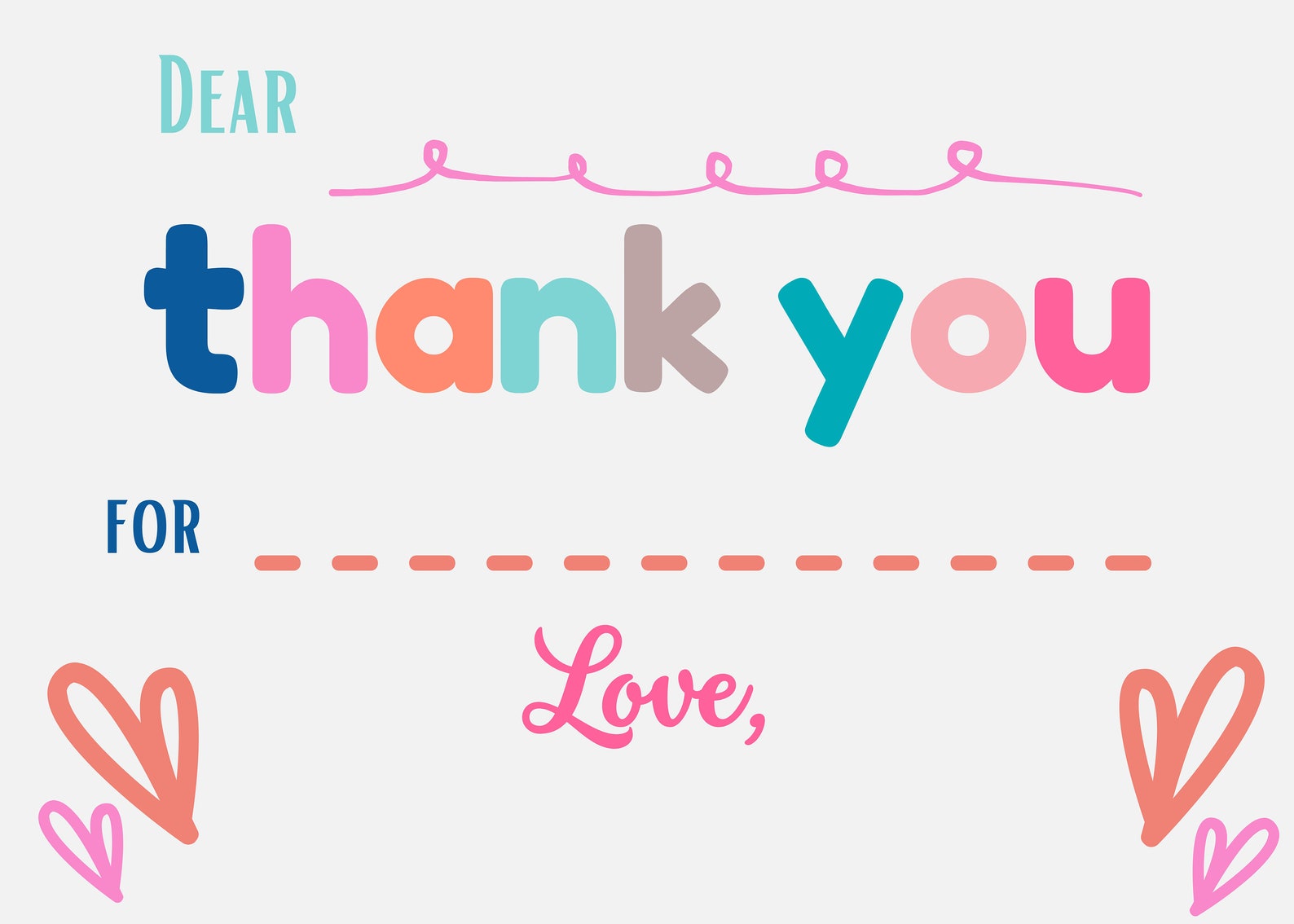 Girls Birthday Thank You Card Fill in the Blank Thank You Card Rainbow ...