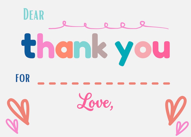 Girls Birthday Thank You Card Fill in the Blank Thank You Card Rainbow ...