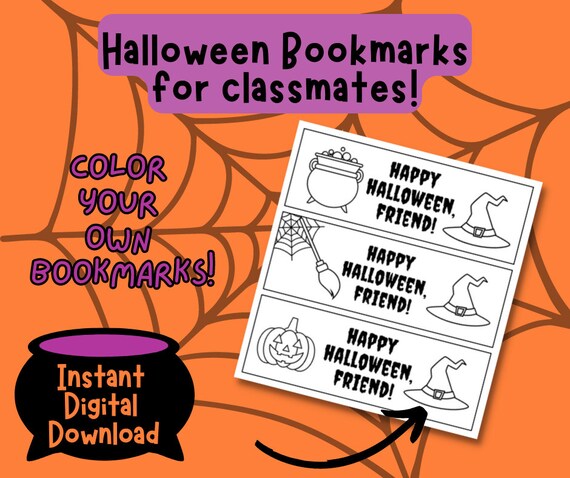 Printable Halloween Classroom Bookmarks Gift - Etsy