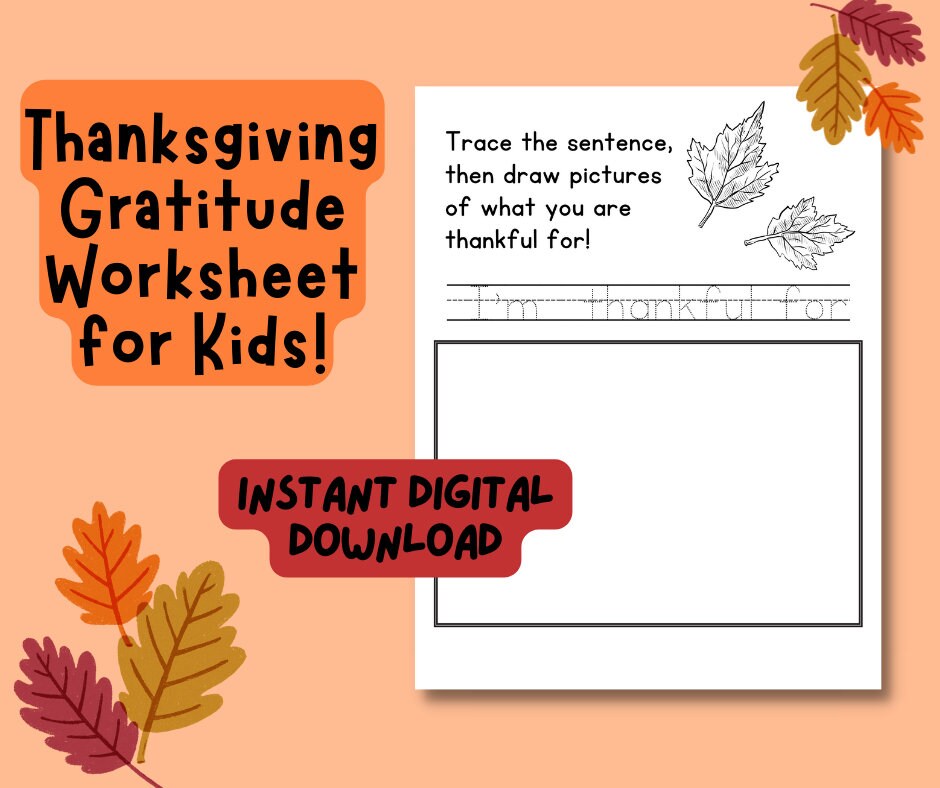 Thanksgiving Gratitude Handwriting Worksheet for Kids - Etsy