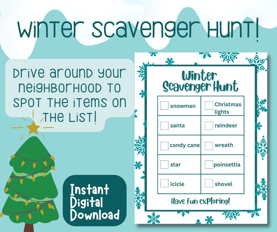 Winter Scavenger Hunt Kids Handout - Etsy
