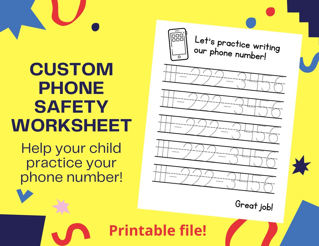 CUSTOM KID HANDWRITING Phone Safety Digital Printable Worksheet - Etsy