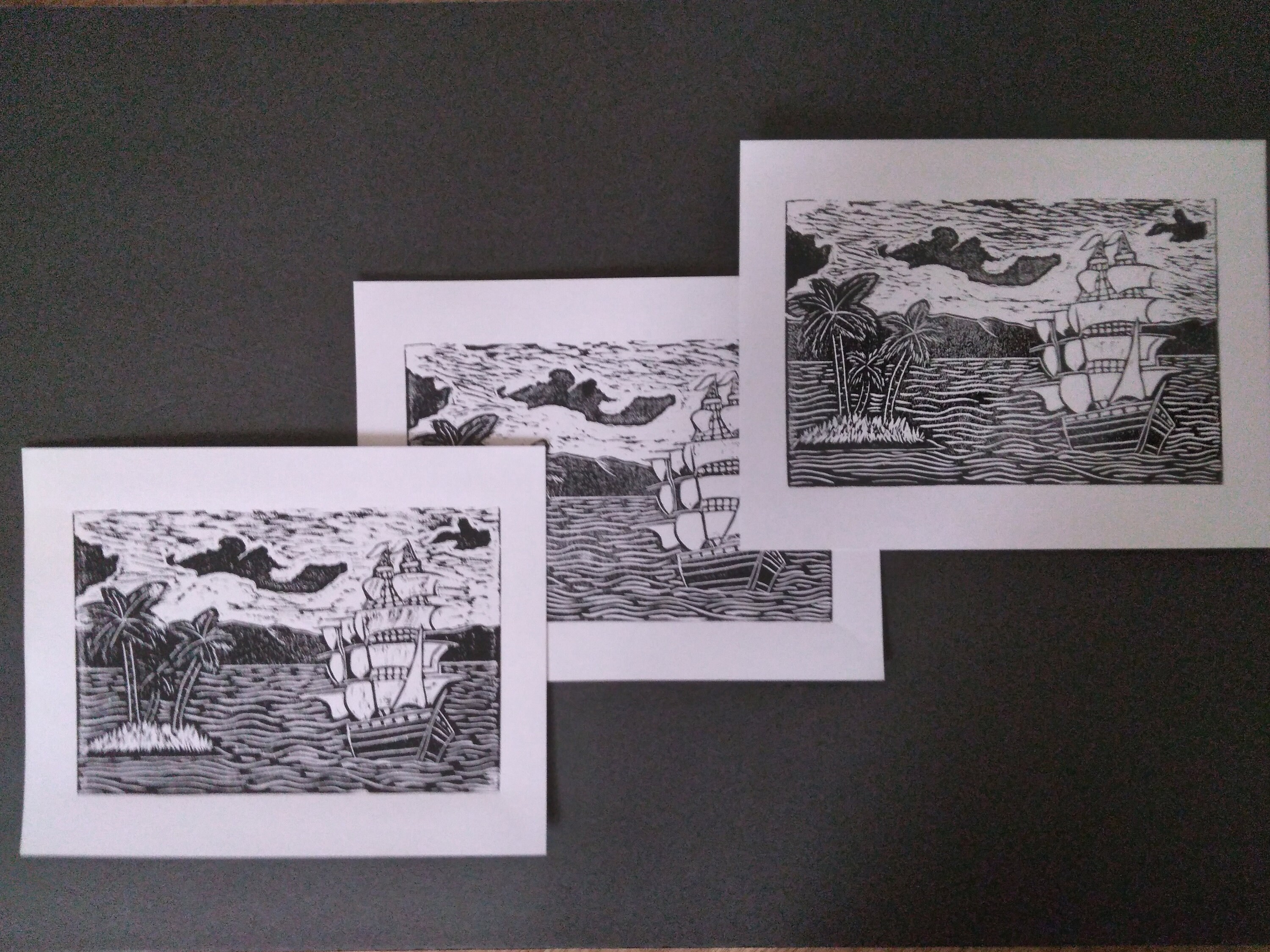 Pirate Ship | Handmade Linocut | Ocean - Etsy