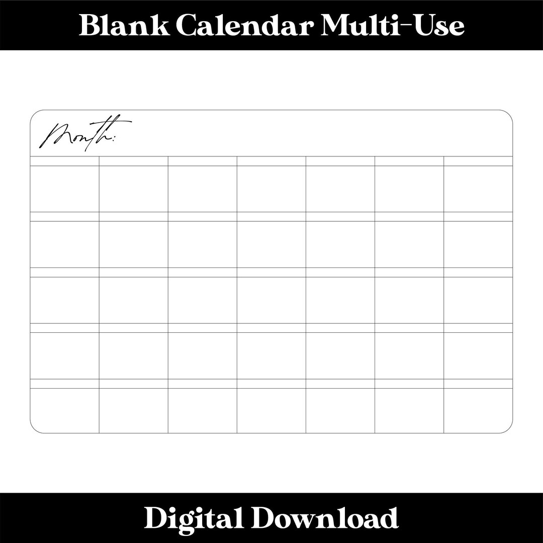 Blank Calendar | DIY Calendar | Digital Download | A2 Poster Size - Etsy
