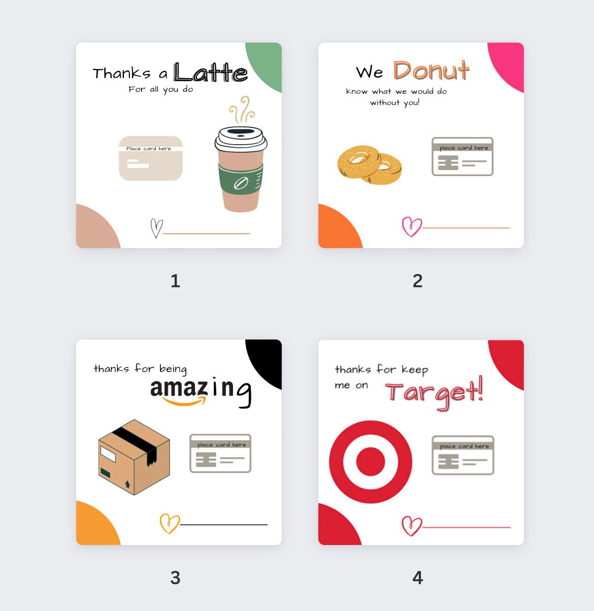 PRINTABLE Amazon Gift Card Holder, Shopping, Donuts, Coffee, Thank You ...