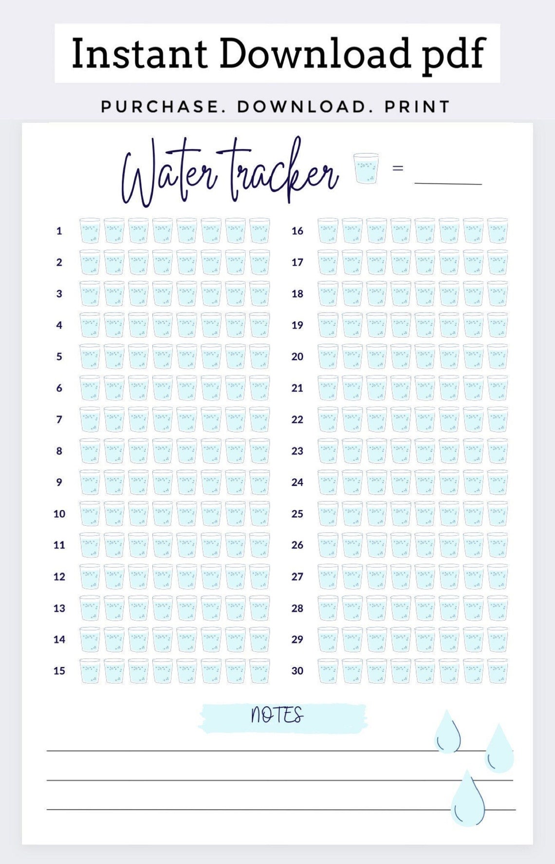 Water Intake Tracker, Water Tracker Printable, Minimal Water Journal ...