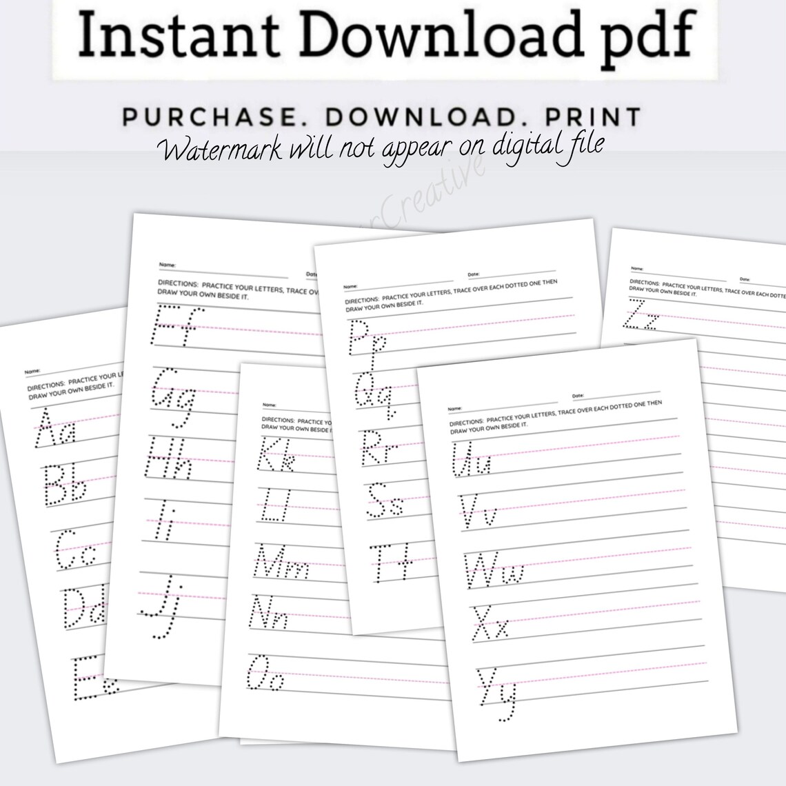 Printable Alphabet Worksheets, Alphabet Tracing, Kids Handwriting ...