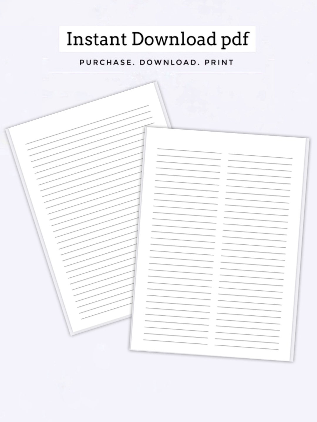 Lined Paper, Printable Lined Notebook Paper, Lined Notebook Paper ...