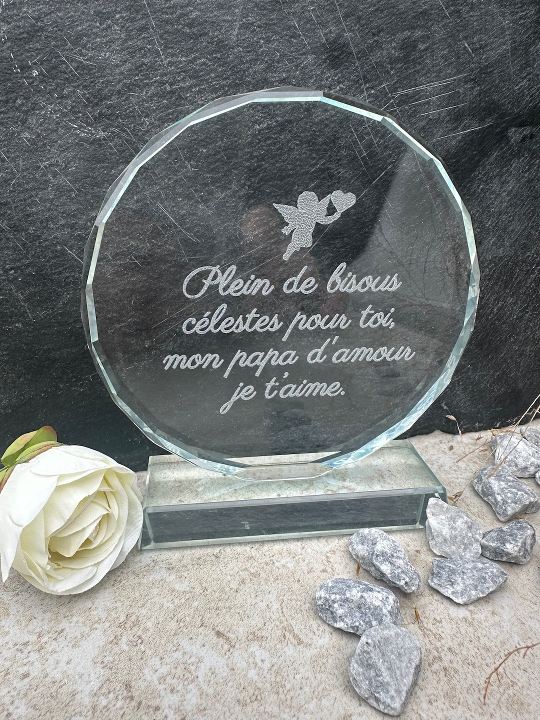 Modern Glass Funeral Plaque - Etsy