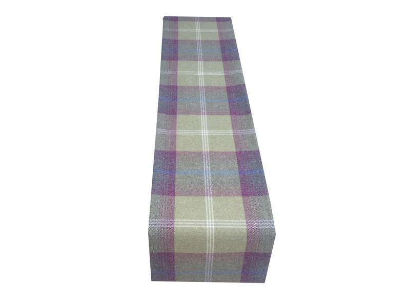 Handmade Balmoral Tartan Table Runner: Pistachio Heather Grey Plaid ...