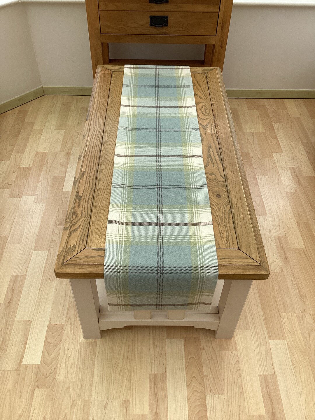 Handmade Balmoral Tartan Table Runner: Duck Egg Blue Plaid - Etsy UK