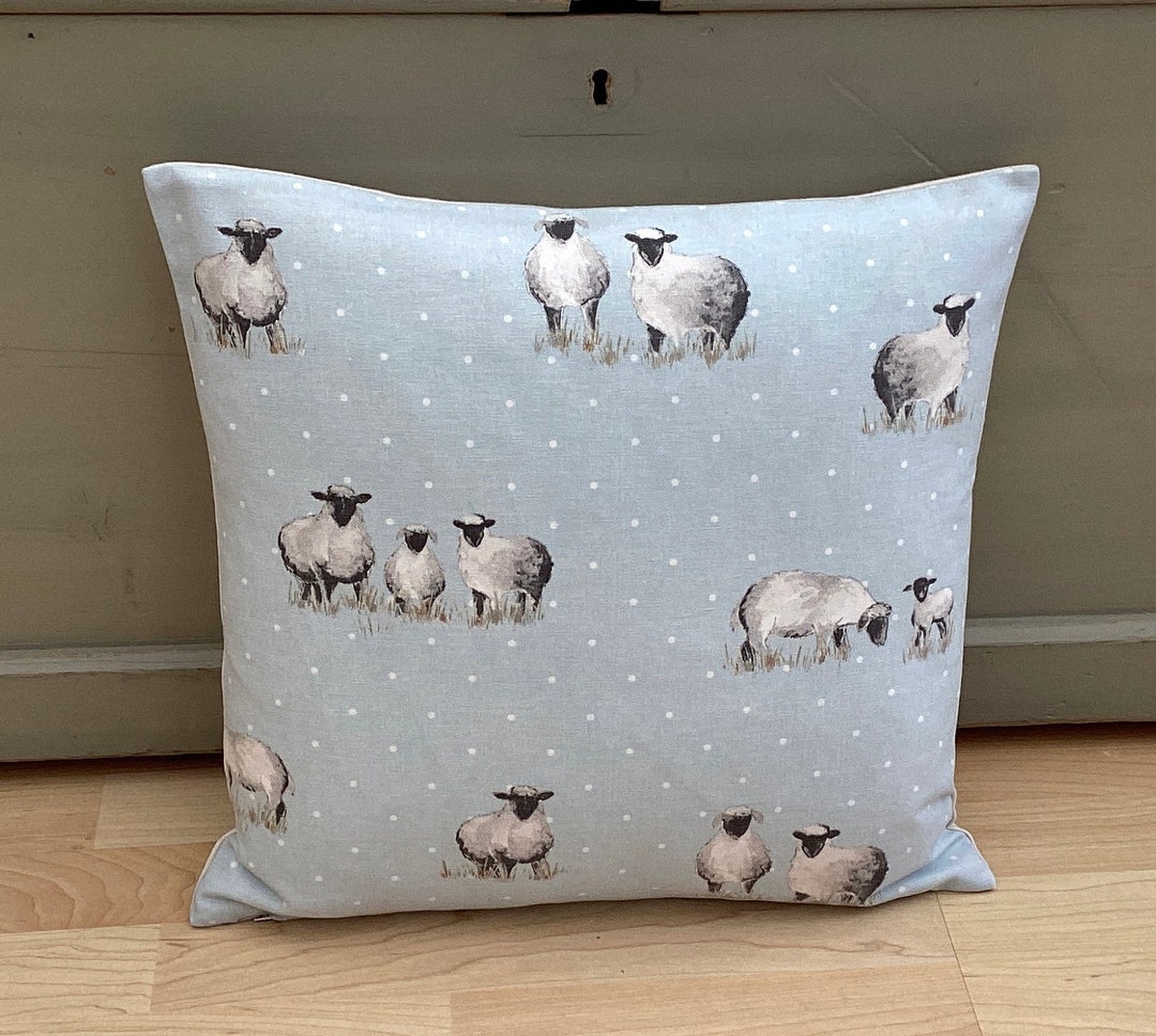 Extra Large 24 Sheepy Sheep Lambs in Powder Blue Grey With White Dots ...