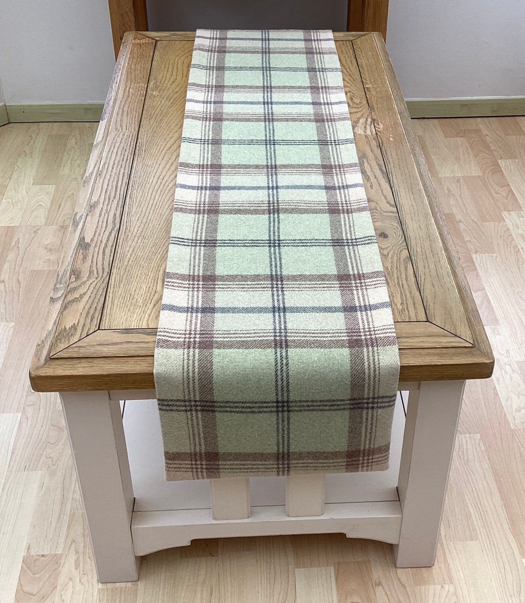 Handmade Balmoral Tartan Table Runner: Sage Green Plaid Scarf - Etsy