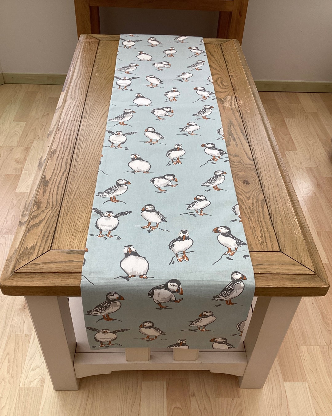 Coastal Atlantic Puffins Seaside Beach Nautical Duck Egg Blue Grey ...