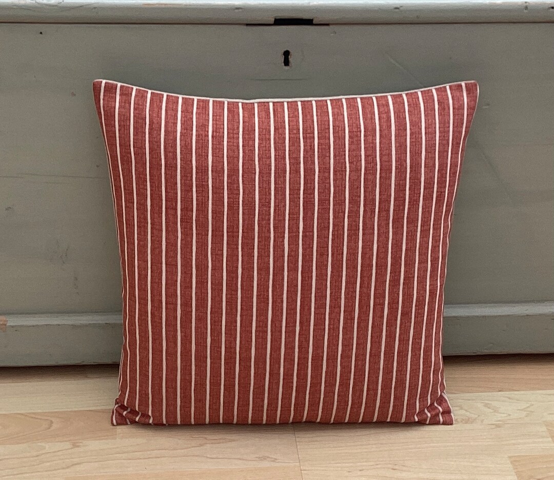 Pencil Ticking Stripe in Burnt Orange and Ivory Linen Country Home ...