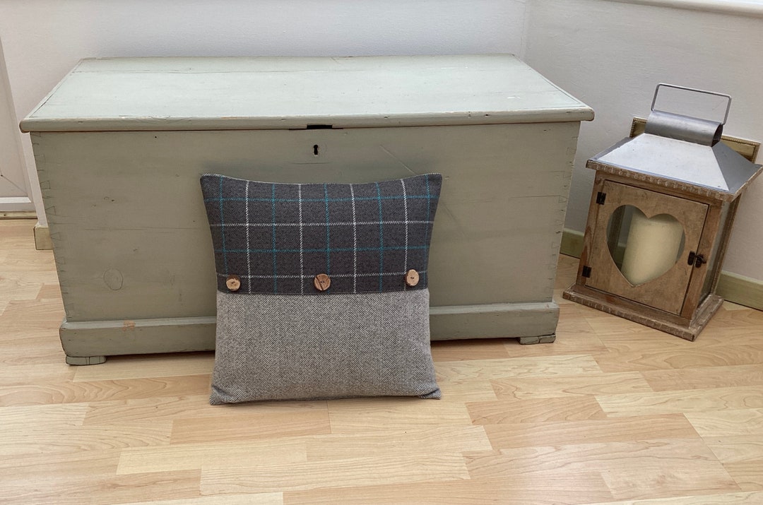 Balmoral Grey Aqua Tartan Plaid Tweed Check Button Trim - Etsy