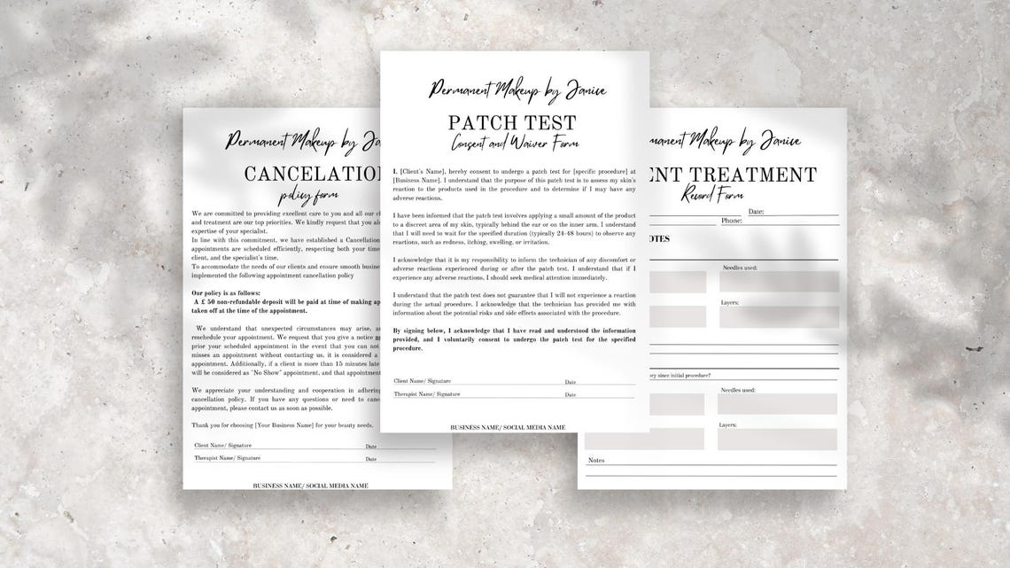 Permanent Makeup Forms | Editable PMU Form Template | Printable Client ...