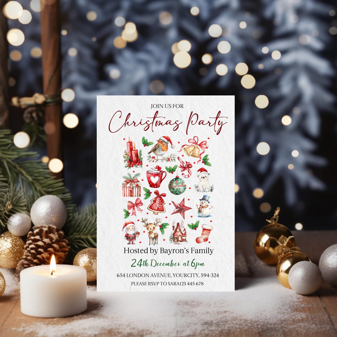 Editable Christmas Party Invitation, Christmas Invite, Christmas Party ...