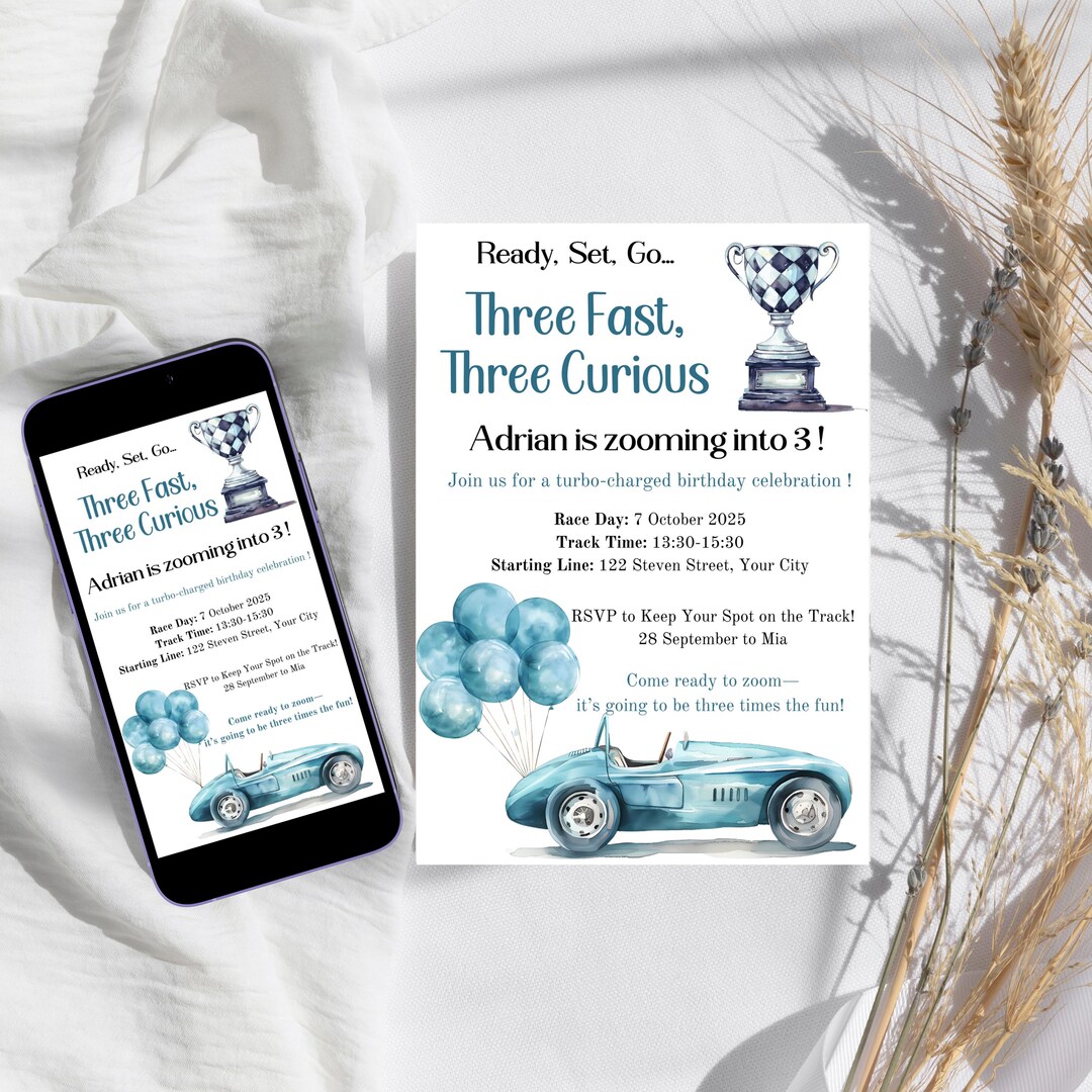 Editable Car Birthday Invitation Template, Printable Invite, Car Racing ...