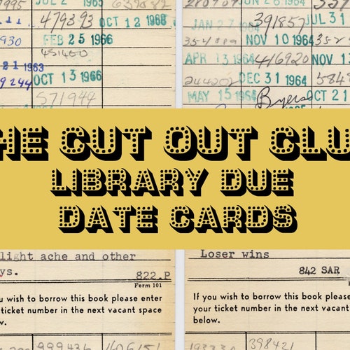 Vintage Printable Library Checkout Cards Stamped Cards Digital - Etsy
