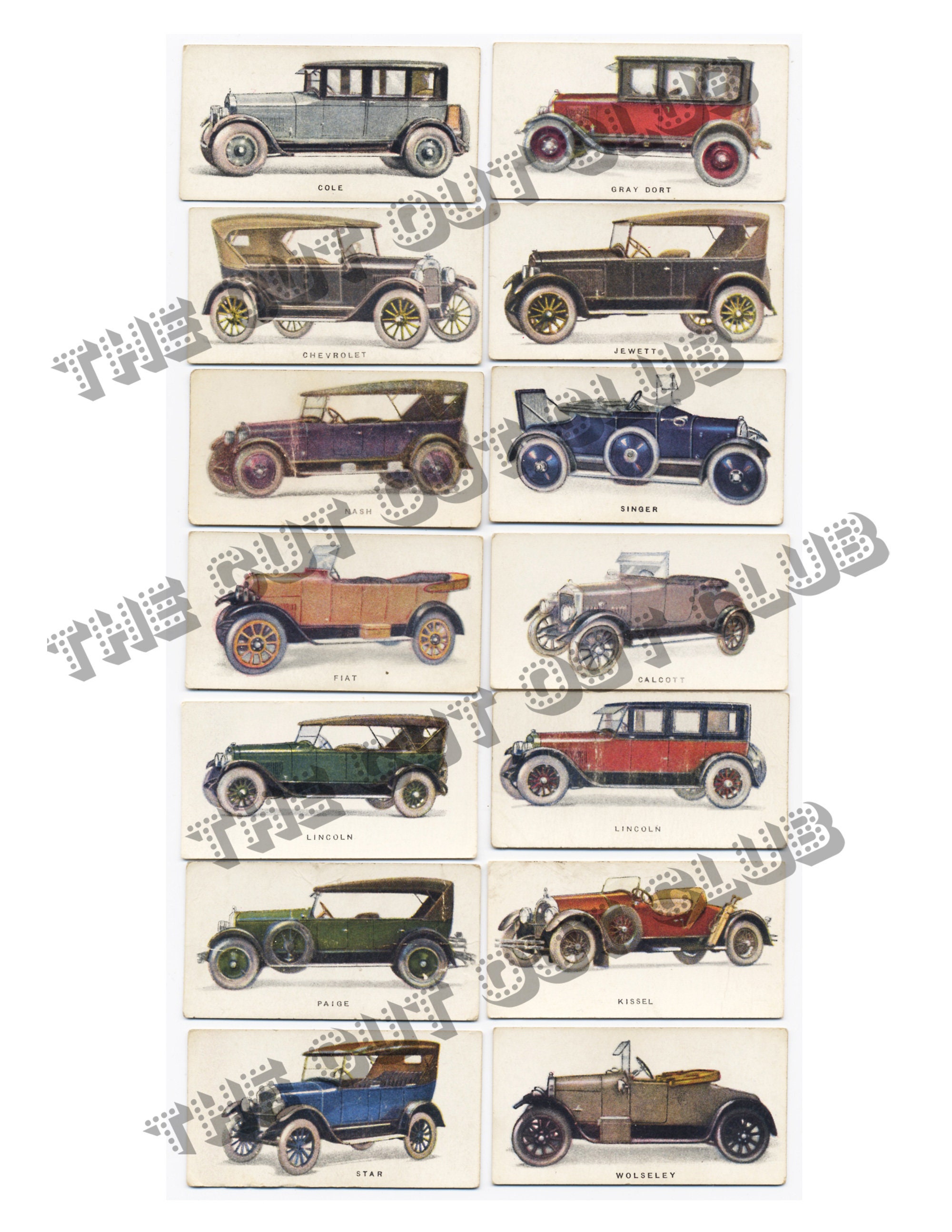 Vintage Antique Cars, Printable Digital Download, Collectible Cigarette ...