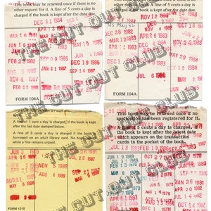 Vintage Library Due Date Cards, Printable Digital Download, Stamped ...