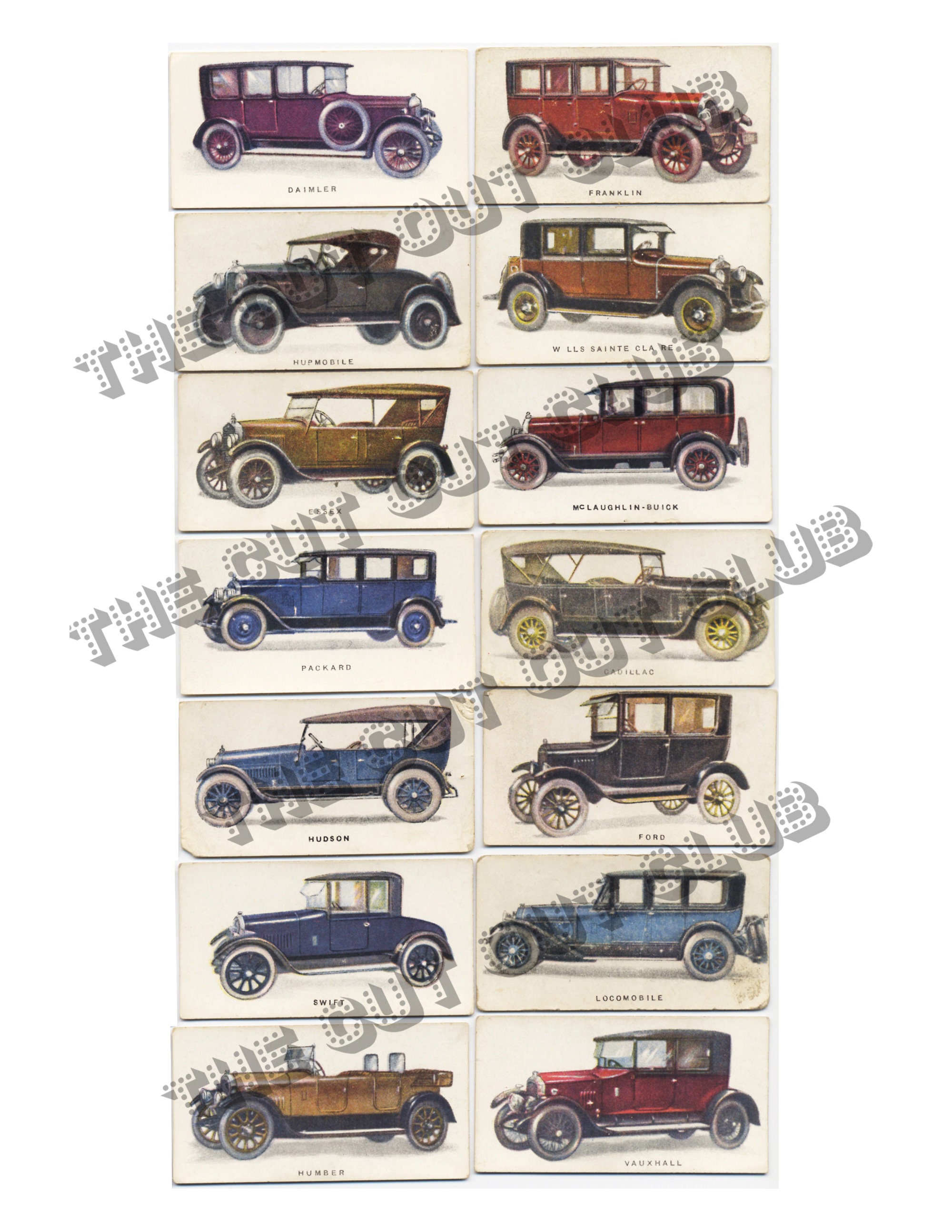 Vintage Antique Cars, Printable Digital Download, Collectible Cigarette ...