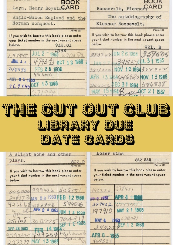 Vintage Library Due Date Cards Printable Digital Download - Etsy