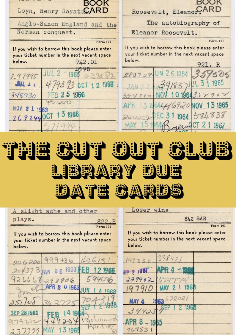 Vintage Library Due Date Cards, Printable Digital Download, Stamped ...