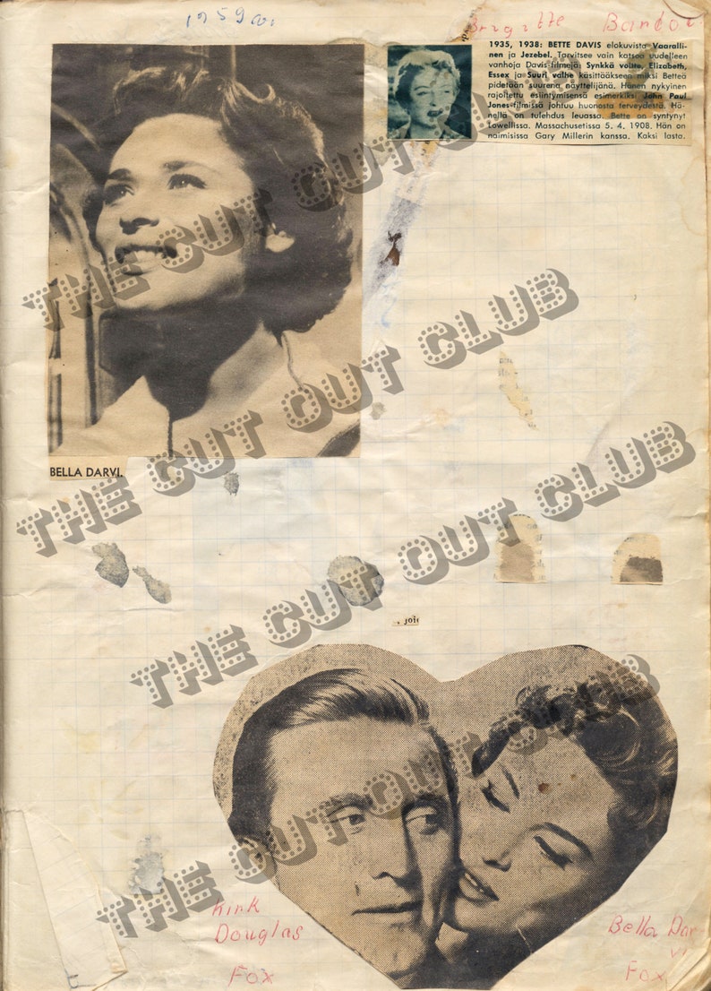 Vintage Scrapbook, 50s 60s Celebrity Fame Newspaper Clippings ...