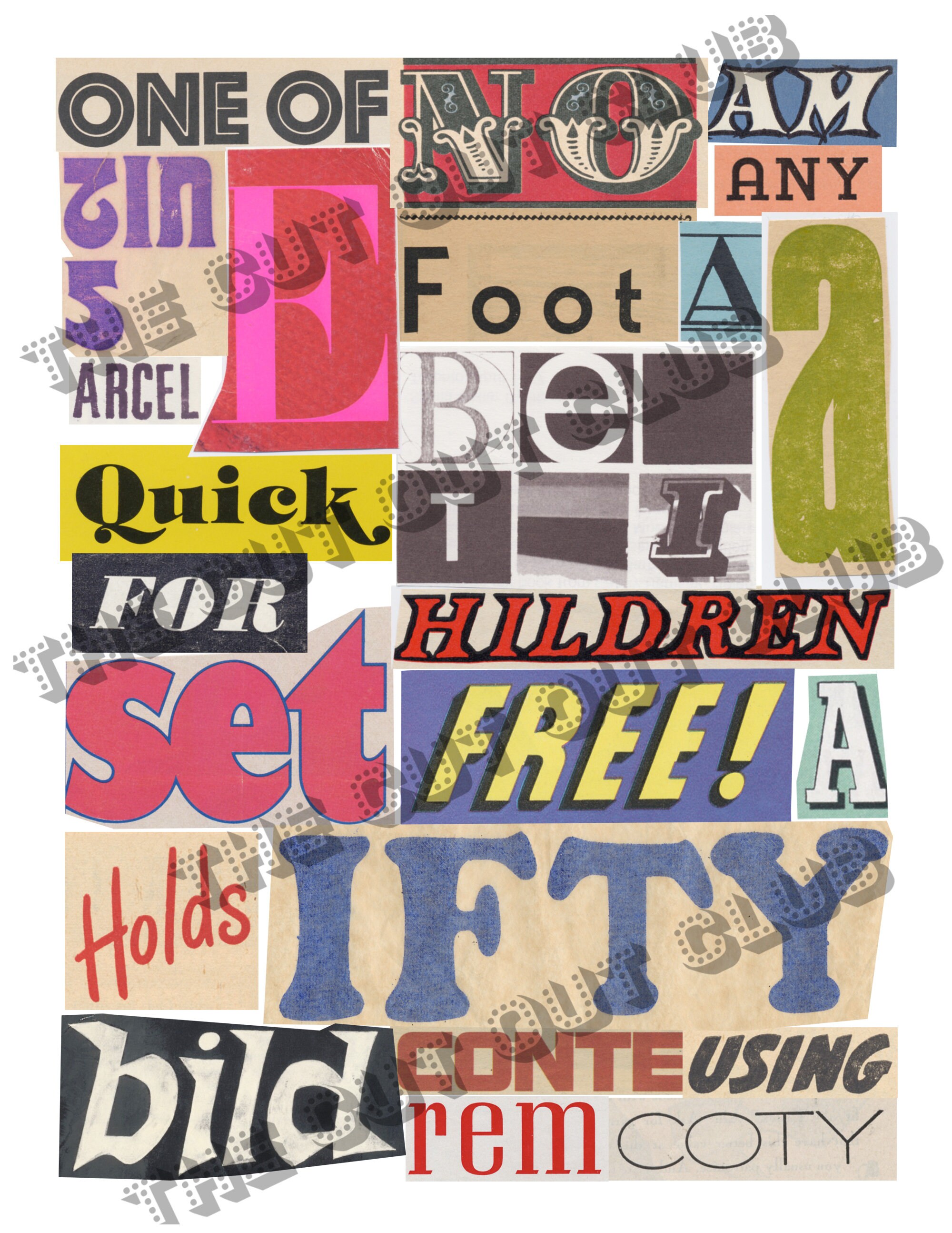 Vintage Lettering Typeface Font Letters, Printable Digital Download ...