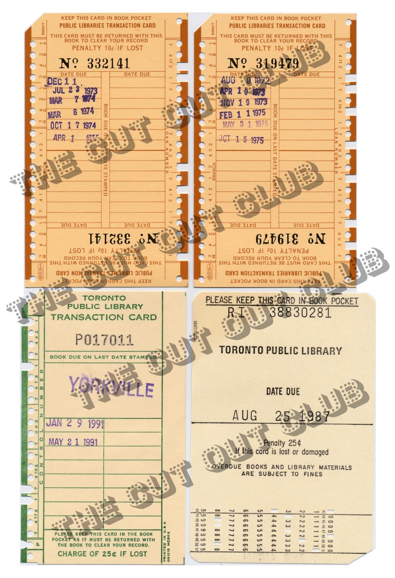 Vintage Library Due Date Cards Printable Digital Download - Etsy