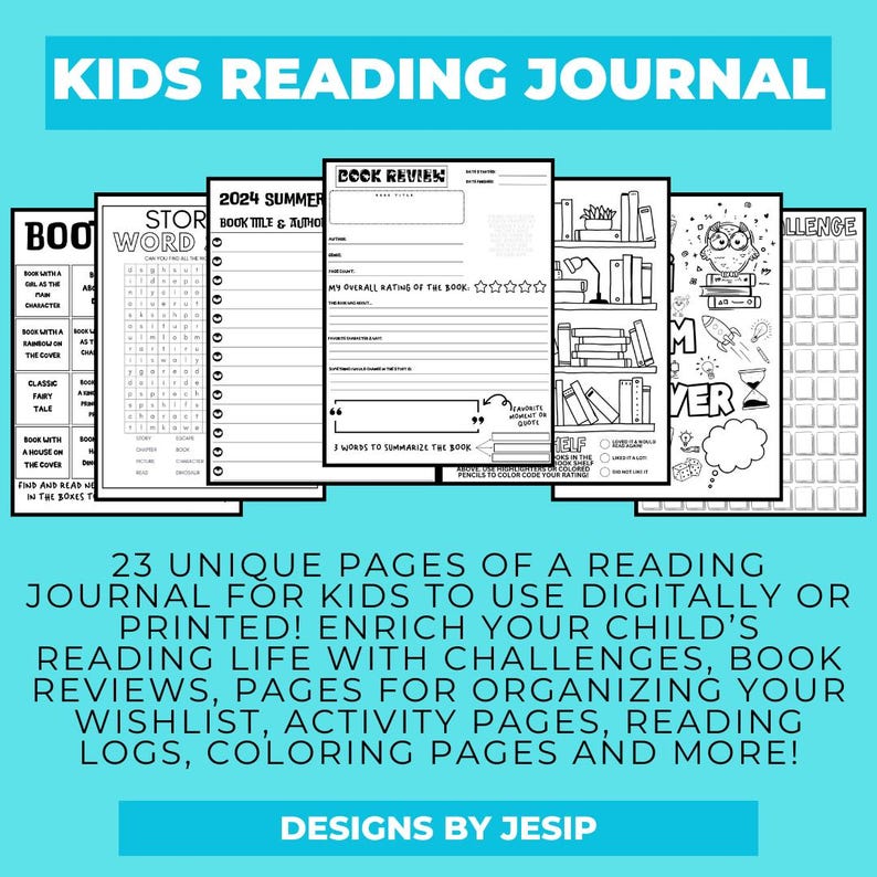 Reading Journal Digital Download for Kids, Kids Reading Journal ...