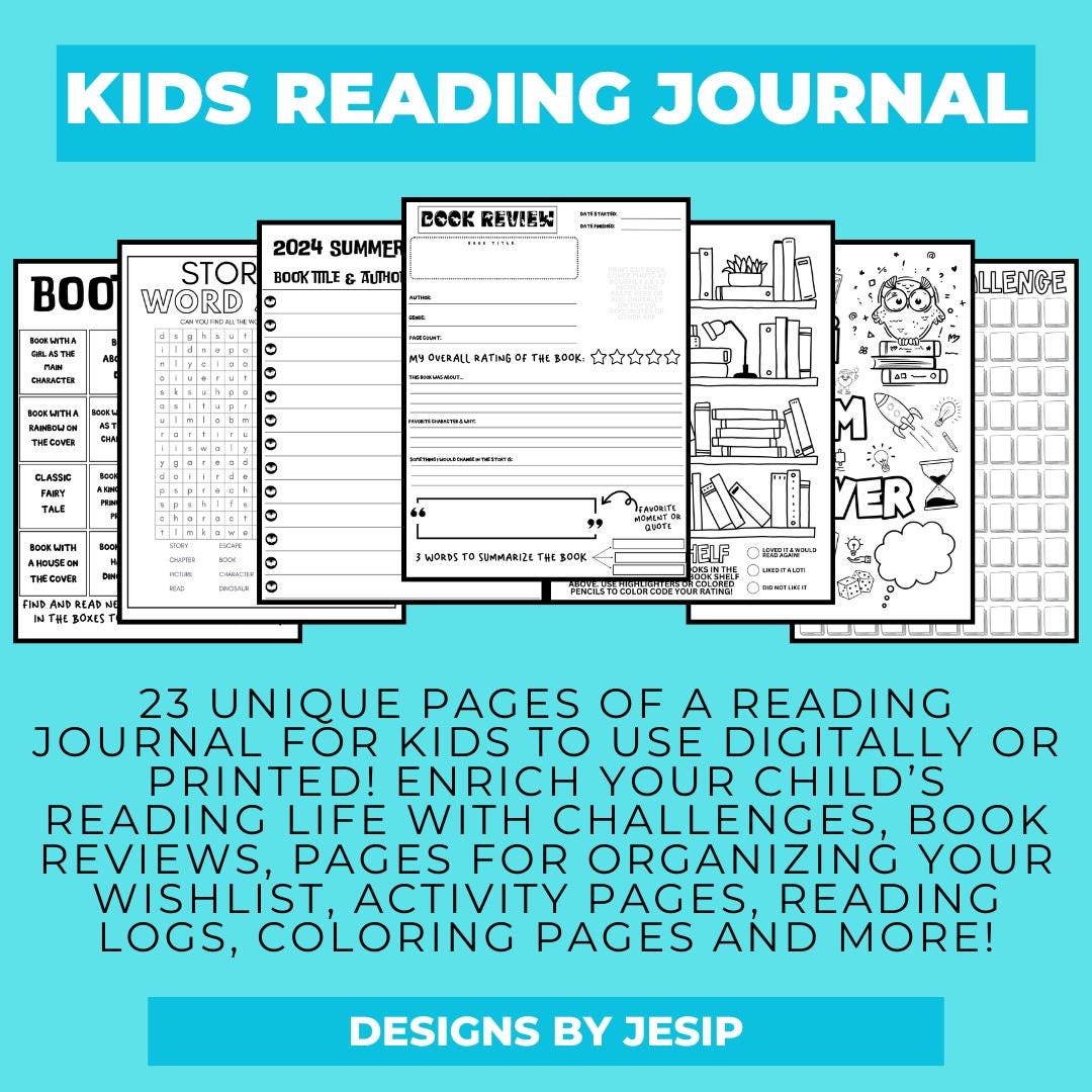 Reading Journal Digital Download for Kids, Kids Reading Journal ...
