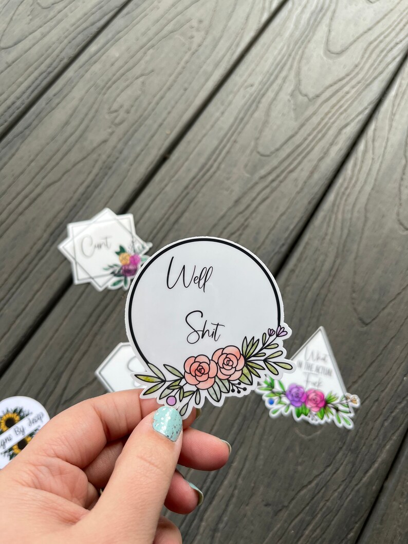 Swear Word Stickers Pretty Swear Words Watercolor Flower - Etsy