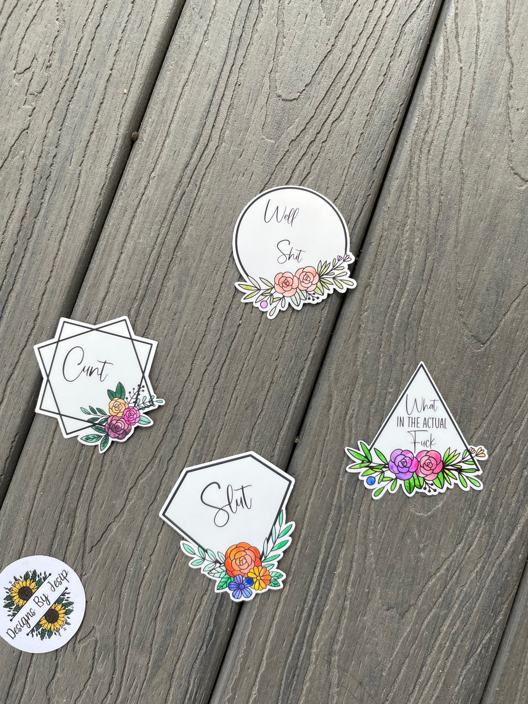 Swear Word Stickers Pretty Swear Words Watercolor Flower - Etsy