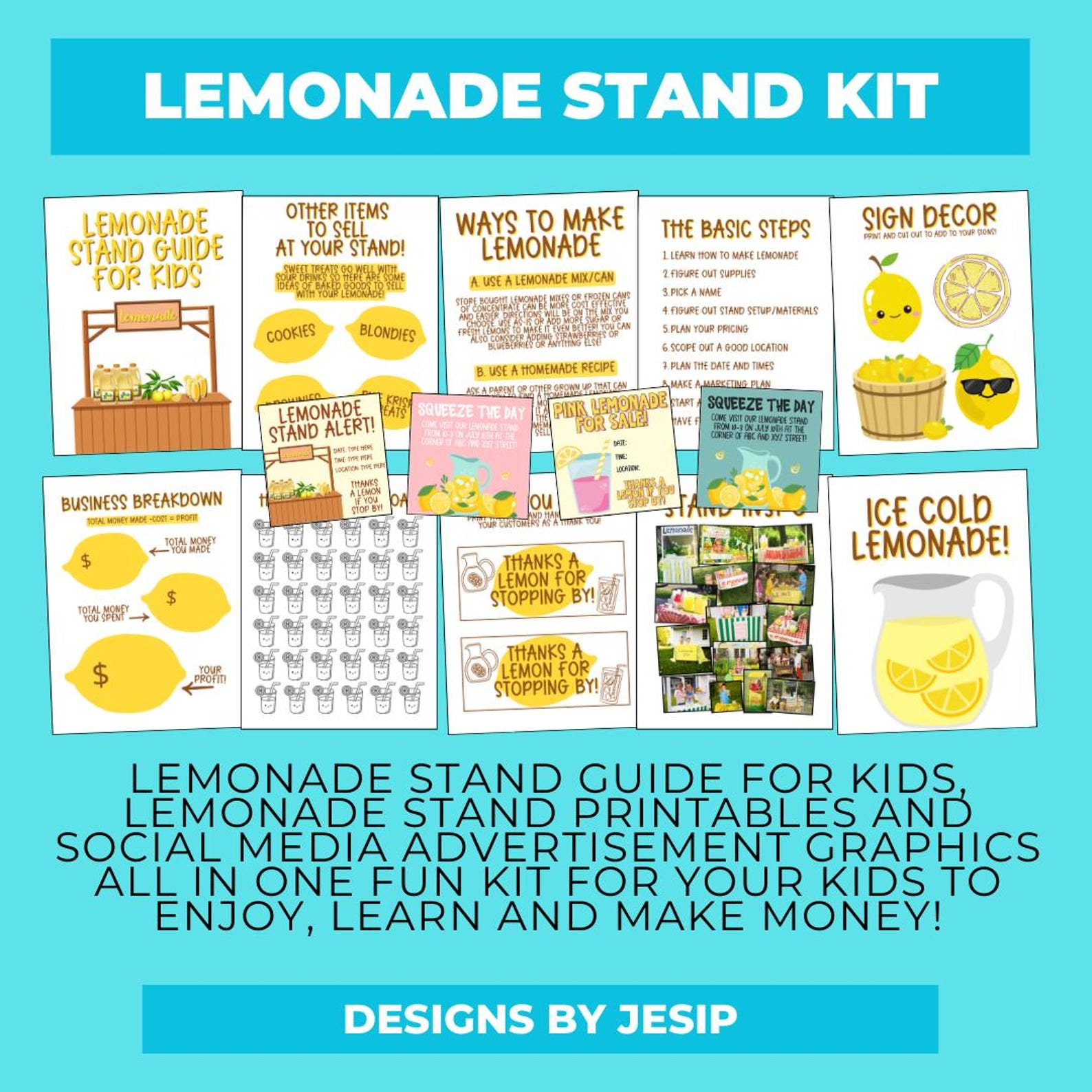 Lemonade Stand Kit Download, Digital Download Lemonade Kit, for Kids - Etsy