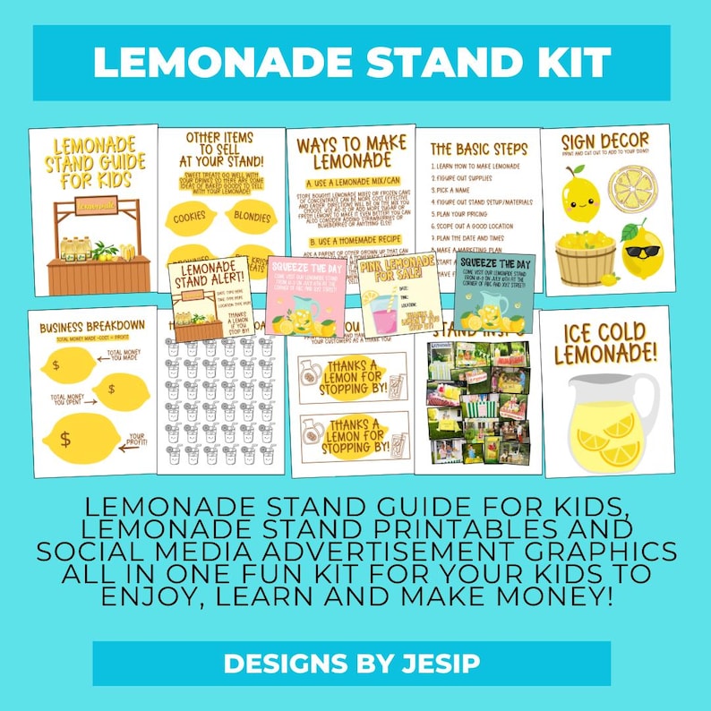 Lemonade Stand Kit Download, Digital Download Lemonade Kit, for Kids - Etsy