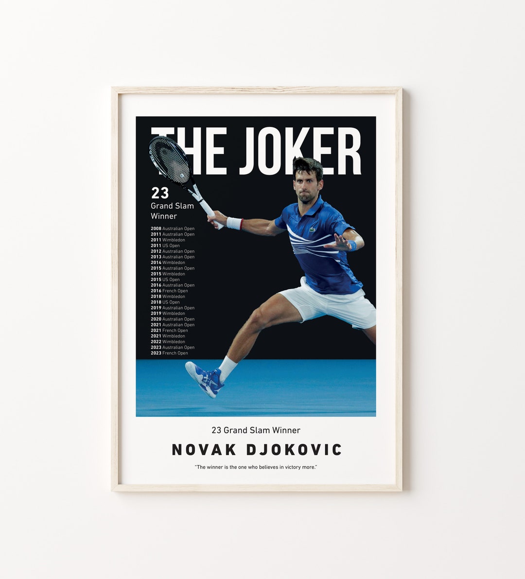 Novak Djokovic 2023 Poster, Tennis Poster, Tennis Wall Decor, Art ...