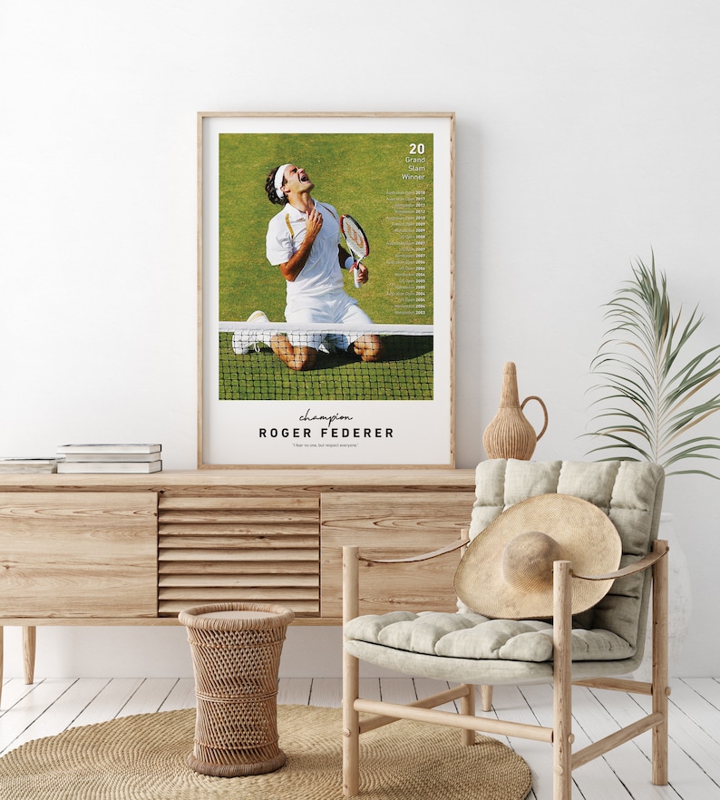Roger Federer Poster, Tennis Poster, Tennis Wall Decor, Office Decor ...