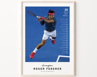 Roger Federer Poster, Tennis Poster, Tennis Wall Decor, Office Decor ...