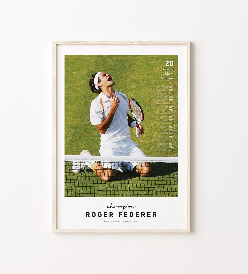 Roger Federer Poster, Tennis Poster, Tennis Wall Decor, Office Decor ...