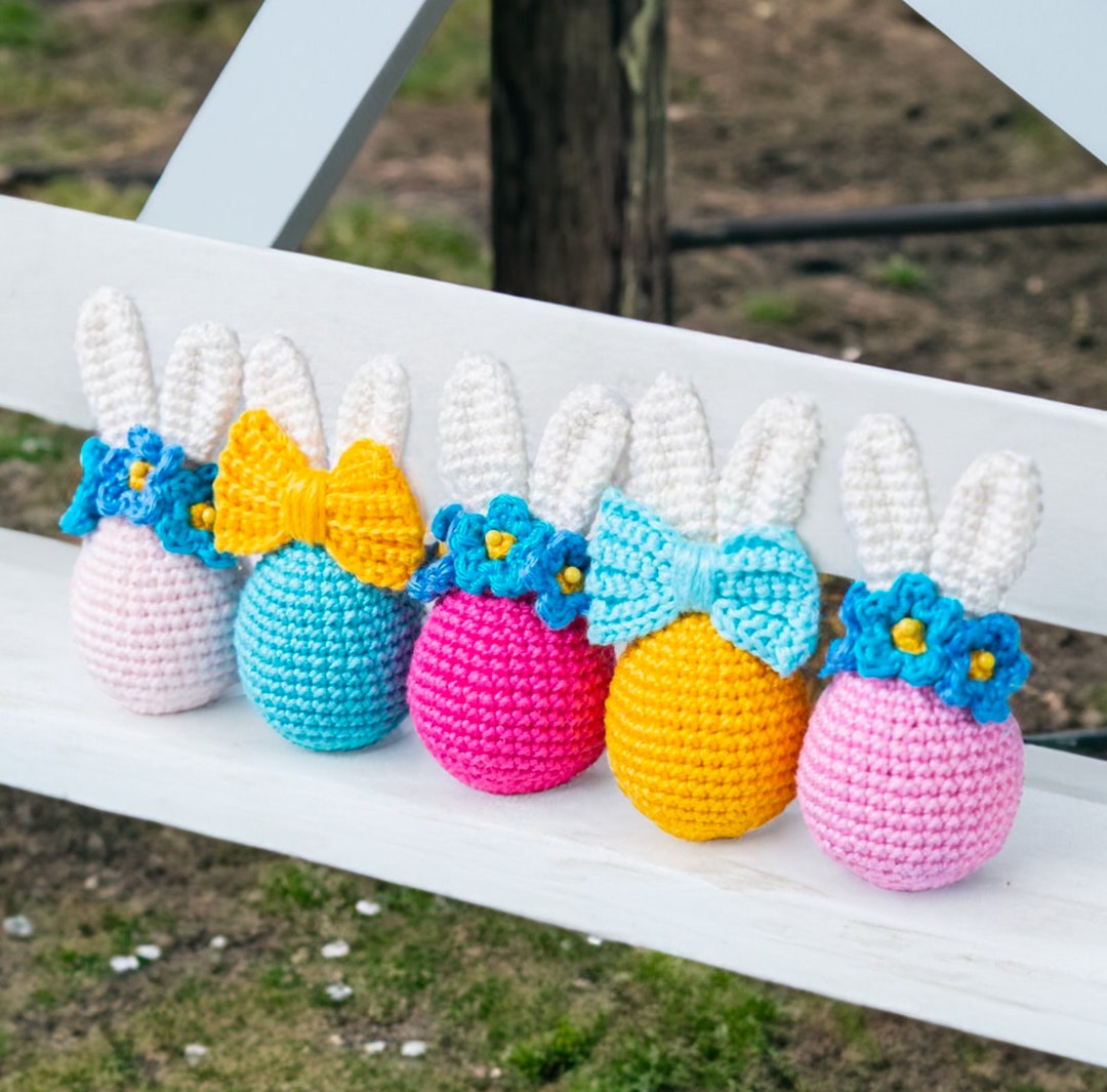 Easter Egg-stravaganza: Handmade Crochet Bunny Eggs With Charming Bow ...