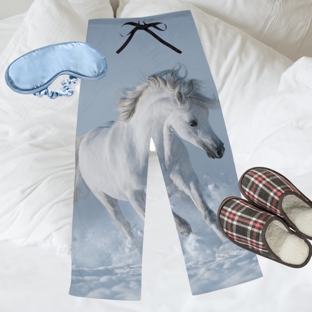 Preppy Pajamas, Winter Gallop - Women's Horse Pajama Pants, Womens ...