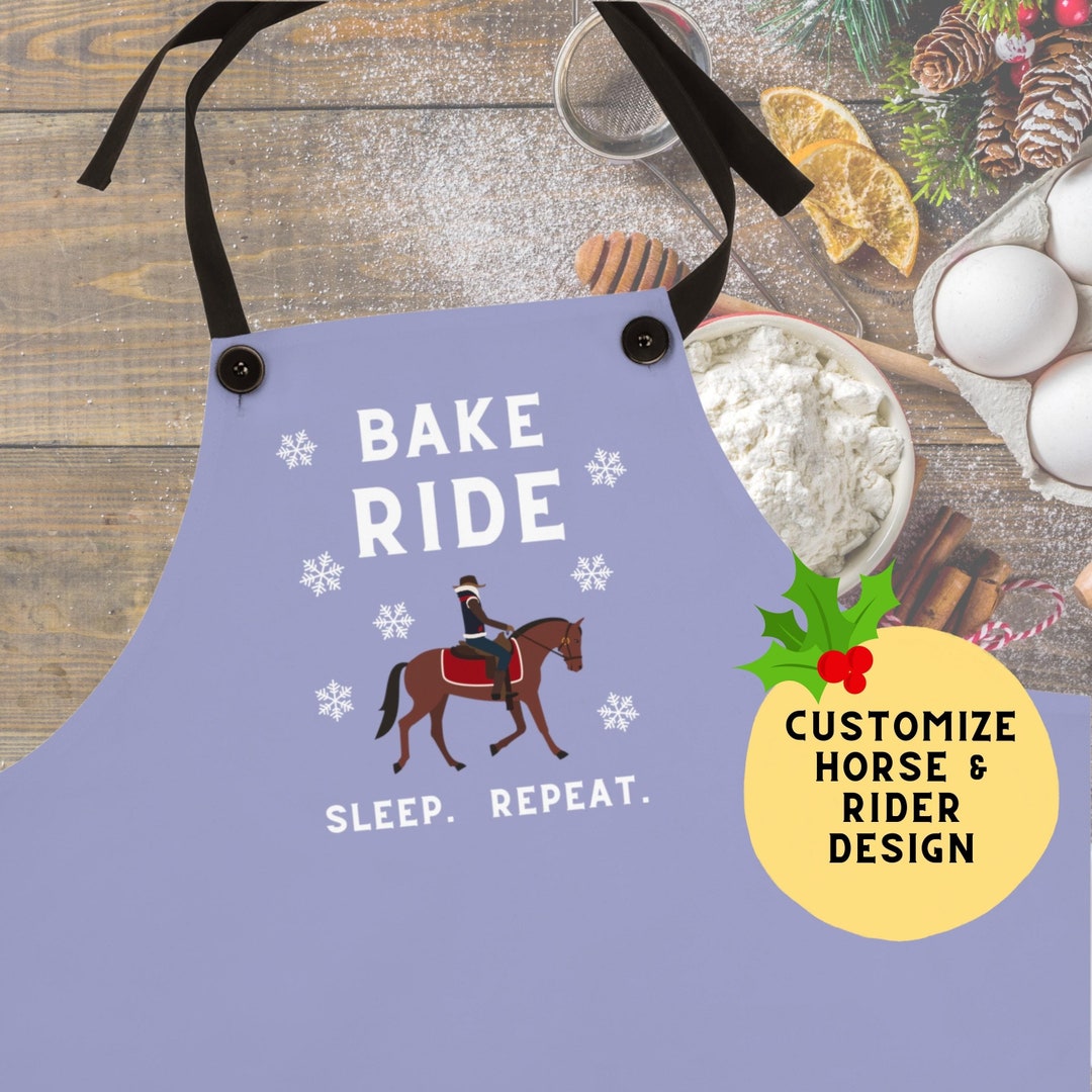 Customized Gift for Horse Lovers, Bake Ride Sleep Repeat Apron, Baking ...