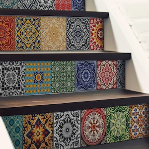 Mexican Talavera Tile Stair Riser Self Adhesive Vinyl Stickers,peel ...