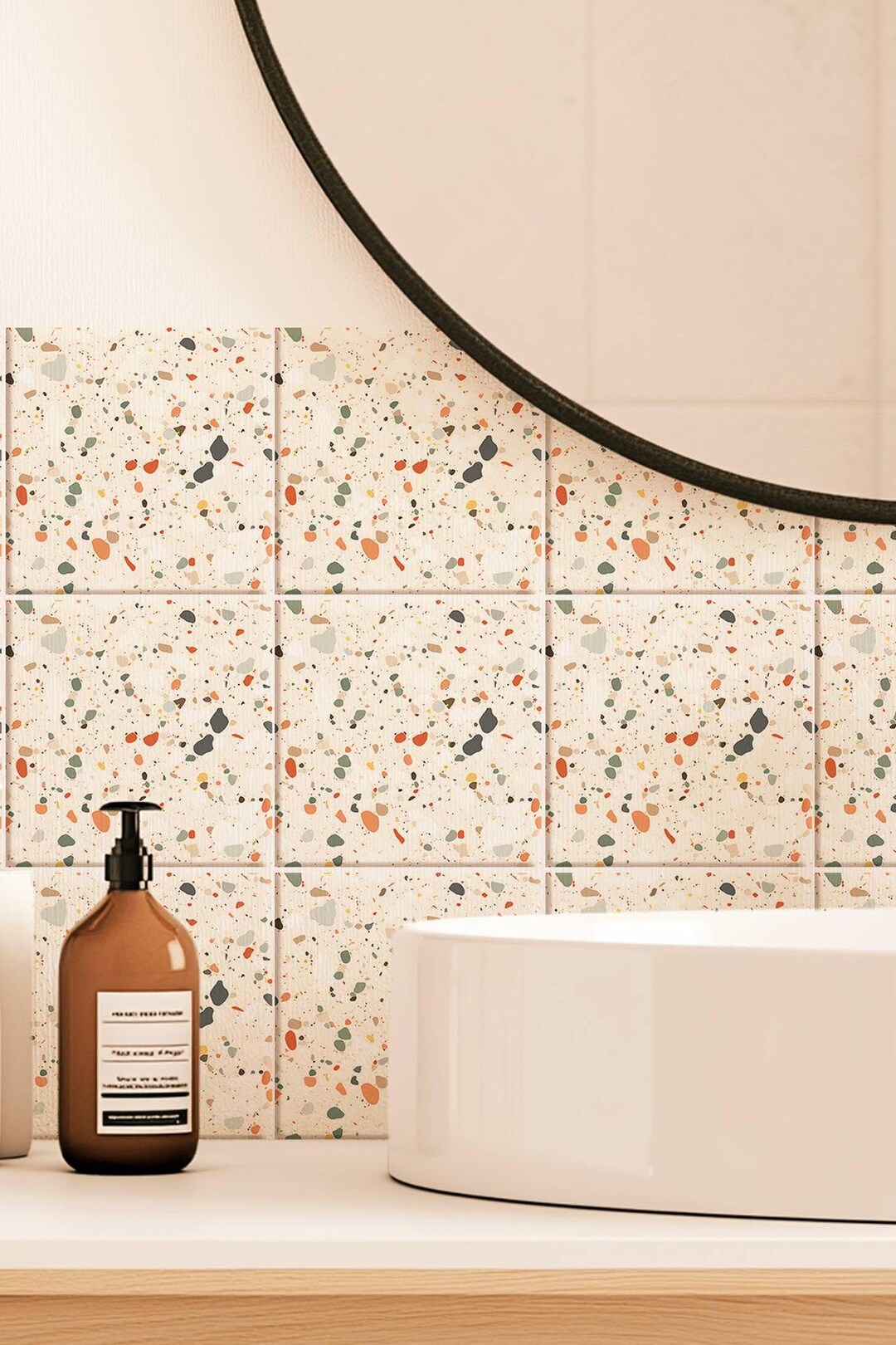 Terrazzo Peel & Stick Tile Sticker,kitchen Bathroom Backsplash ...