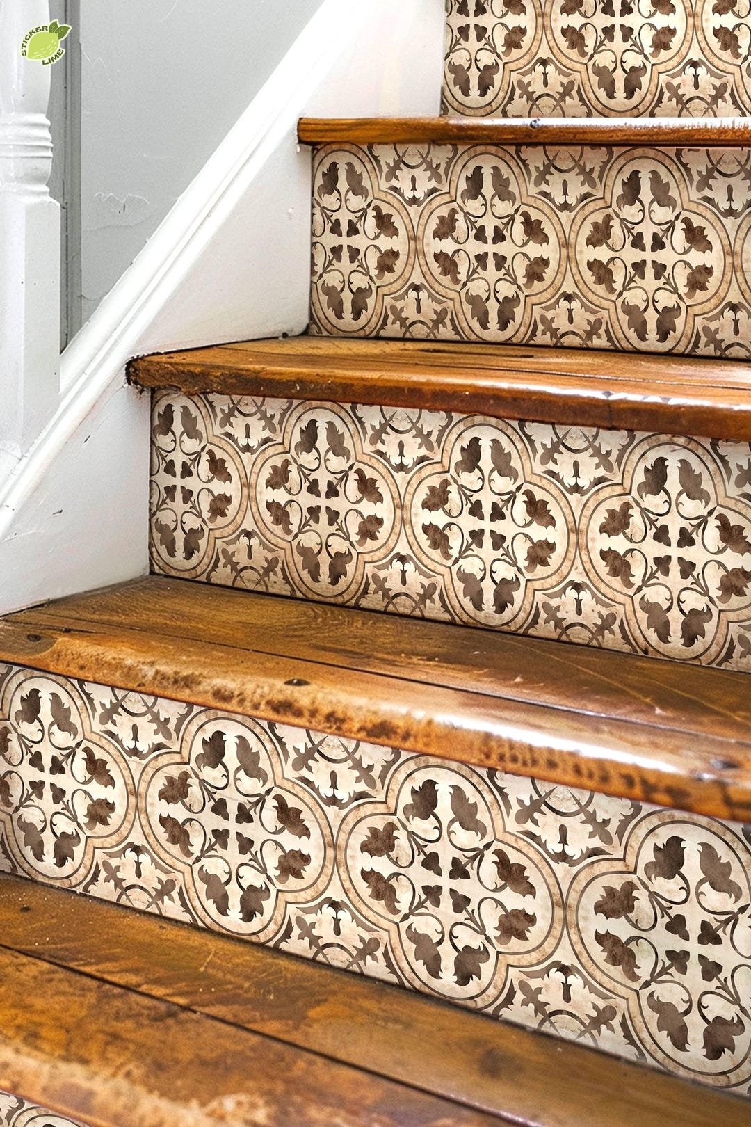 Moroccan Tile Pattern, Stair Riser Stickers, Peel and Stick Stair Riser ...