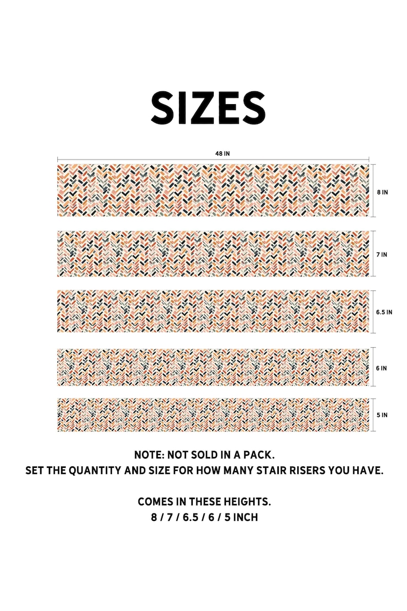 Herringbone Boho Pattern, Peel and Stick Stair Riser, Vinyl Strip Self ...