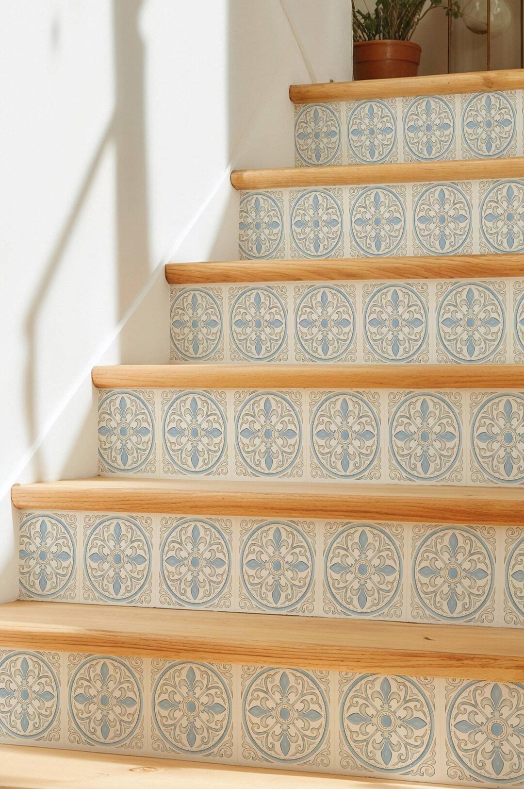 Chic Fleur Pattern,stair Riser Stickers,peel and Stick Stair Riser ...